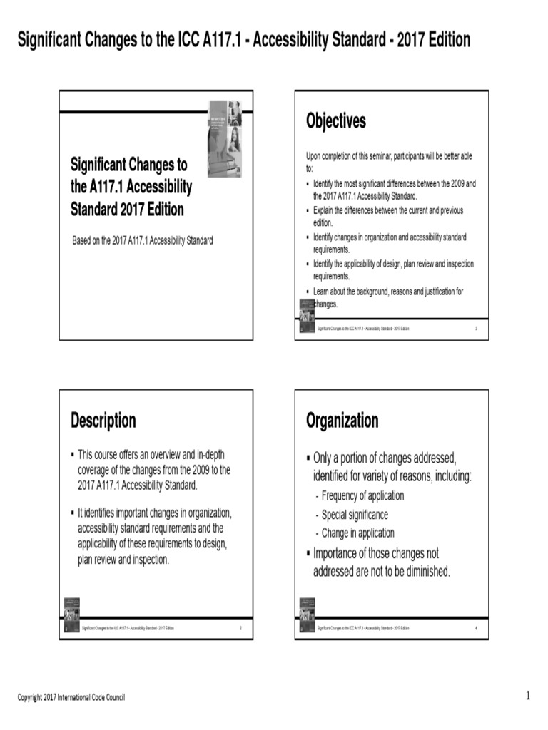 A117 Significant Changes Handout | PDF | Accessibility | Wheelchair