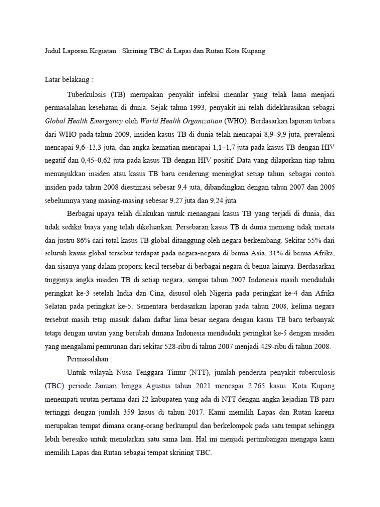 Skrining TBC | PDF | Kesehatan Holistik