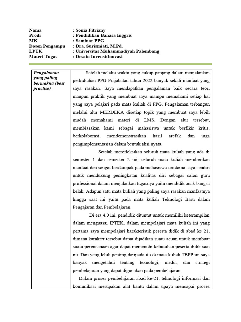 Desain Invensi Dan Inovasi - Sonia | PDF