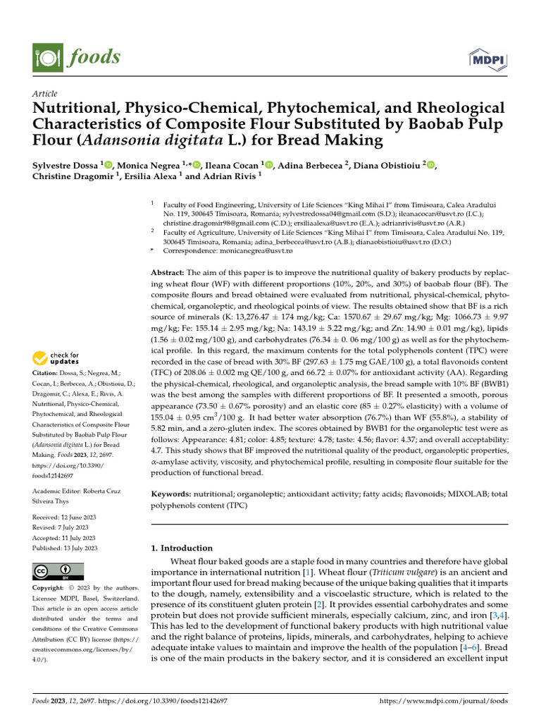 Nutritional Physico-Chemical Phytochemical and Rhe | PDF | Breads ...