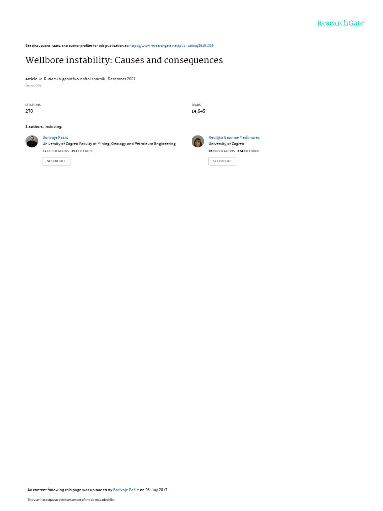 Wellbore Instability Causes & Effects | PDF | Stress (Mechanics) | Strength Of Materials
