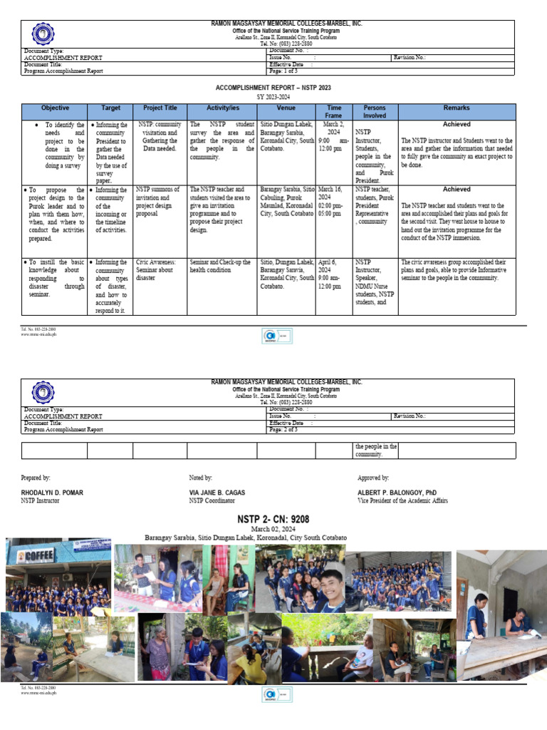 NSTP Civic Awareness March 216 and April 062024 | PDF