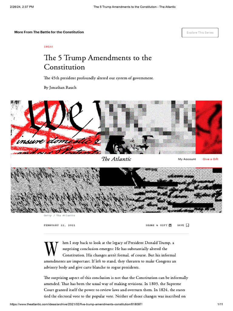 Trump’s Five Constitutional Amendments | PDF | United States Congress ...