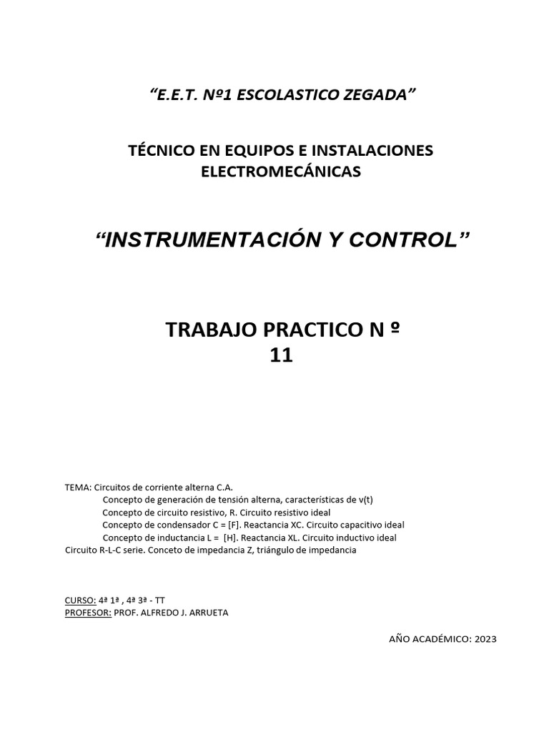 TP N°11 Electrotec Instr y CTRL | PDF