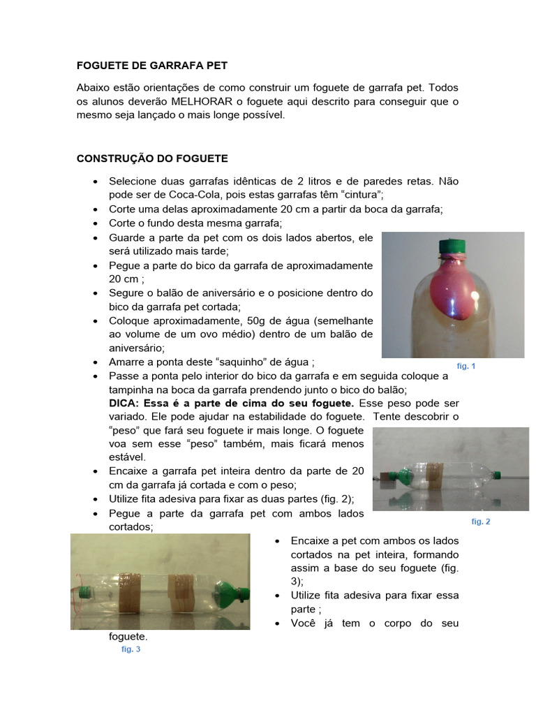 Roteiro Foguete de Garrafa Pet | PDF | Bico