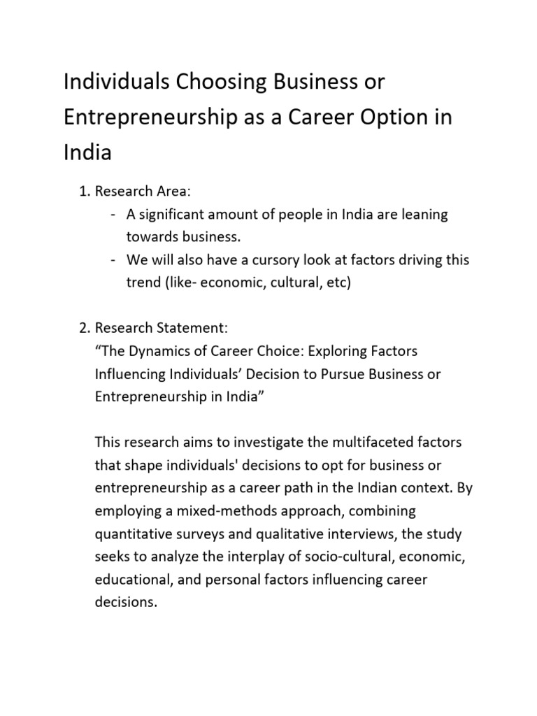 Business As A Career Option | PDF | Entrepreneurship | Startup Company