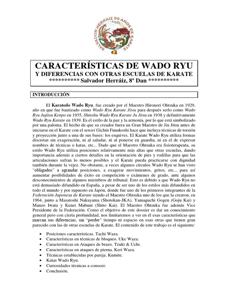 Características del Karate Wado Ryu | PDF | Kárate | Kata