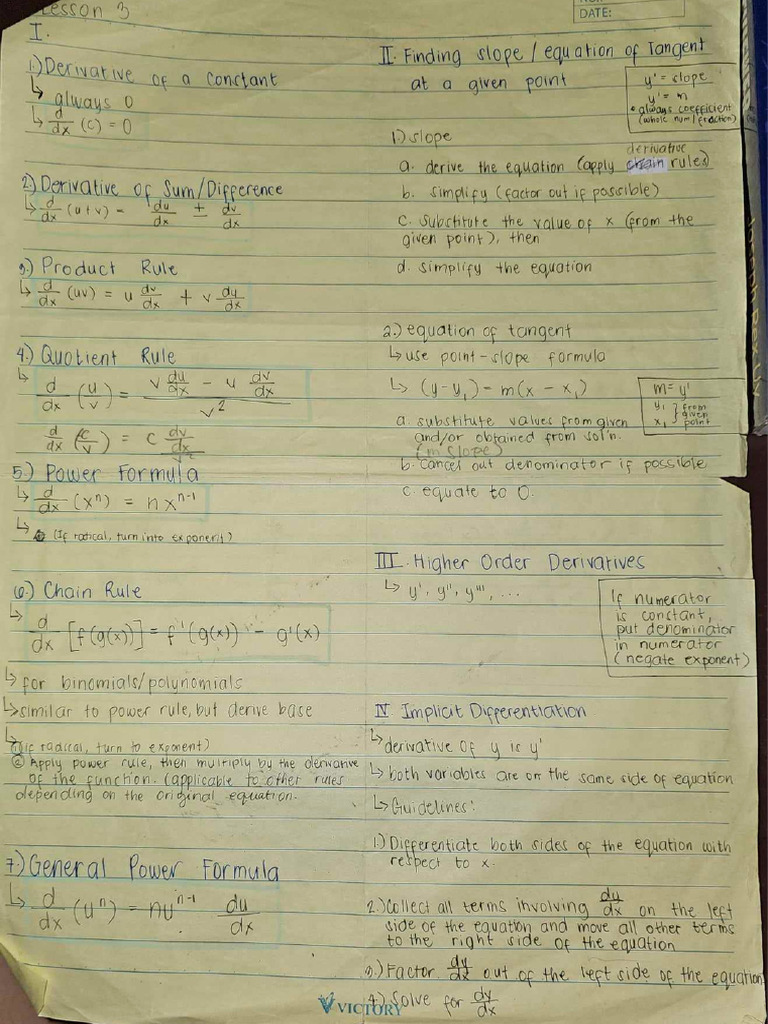 (Calculus) DERIVATIVE RULES | PDF