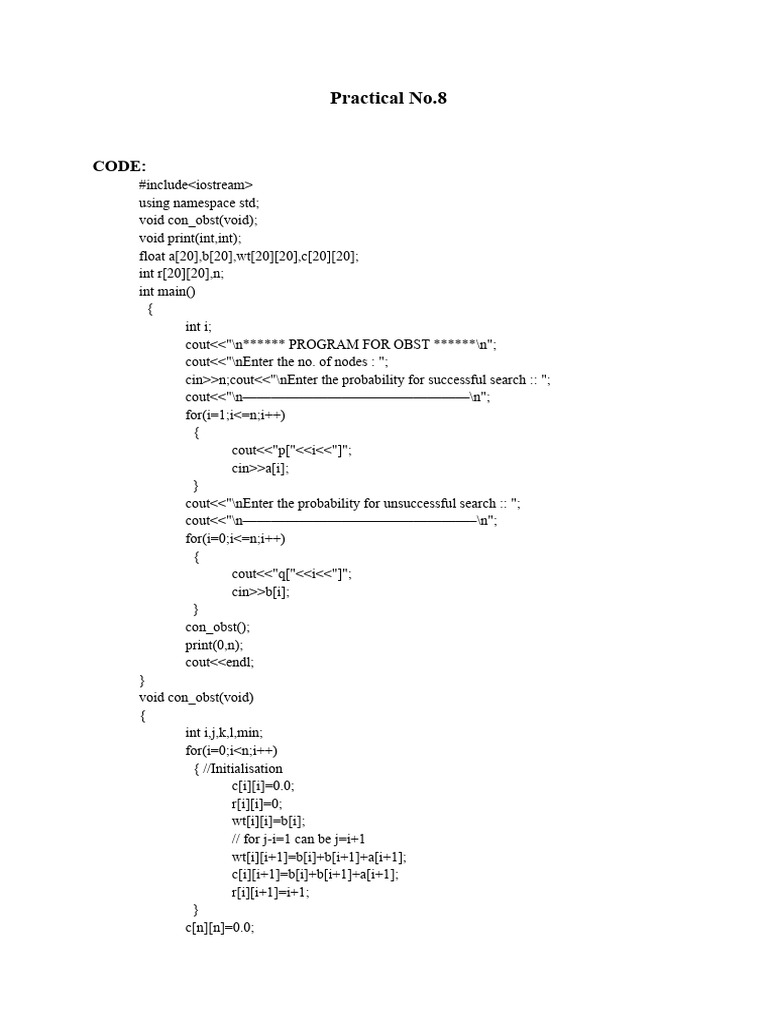 Practical No. 8 | PDF | Computer Programming | C++