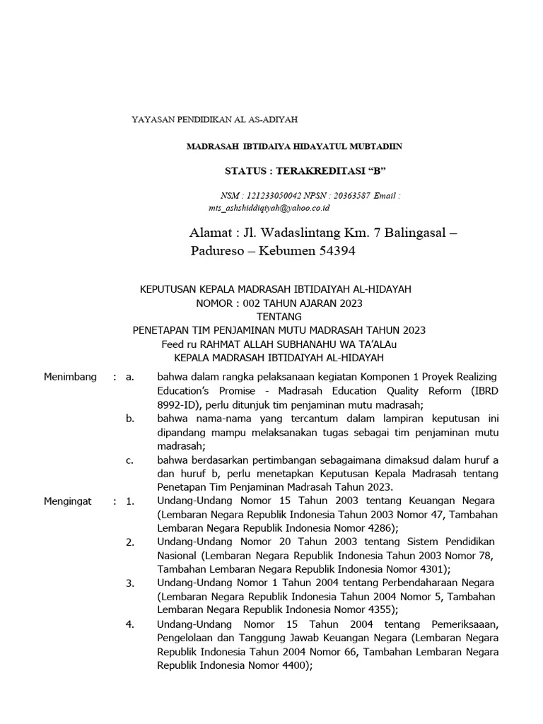 Contoh SK TPM 2023 PDF | PDF