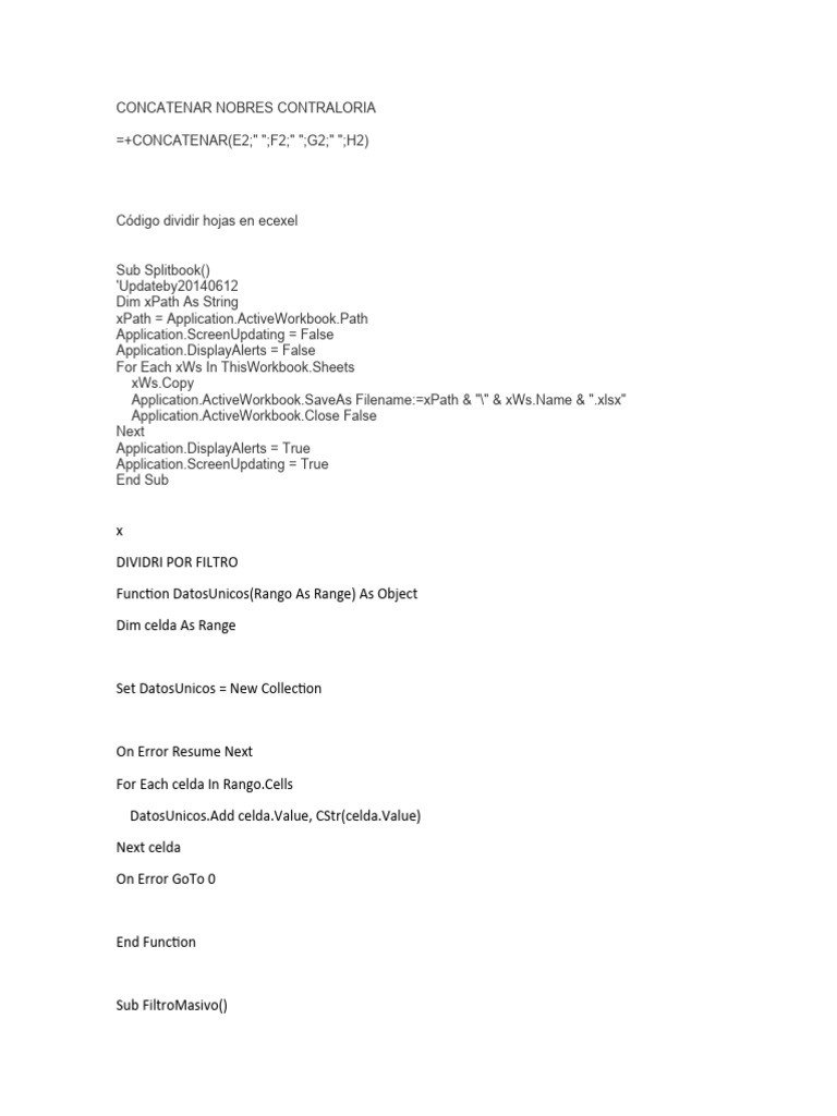 Códigos Ecxel | PDF | Teaching Methods & Materials | Computers