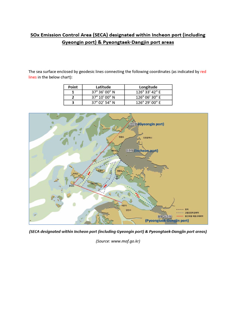 Korean SOx Emission Control Areas | Download Free PDF | Latitude ...