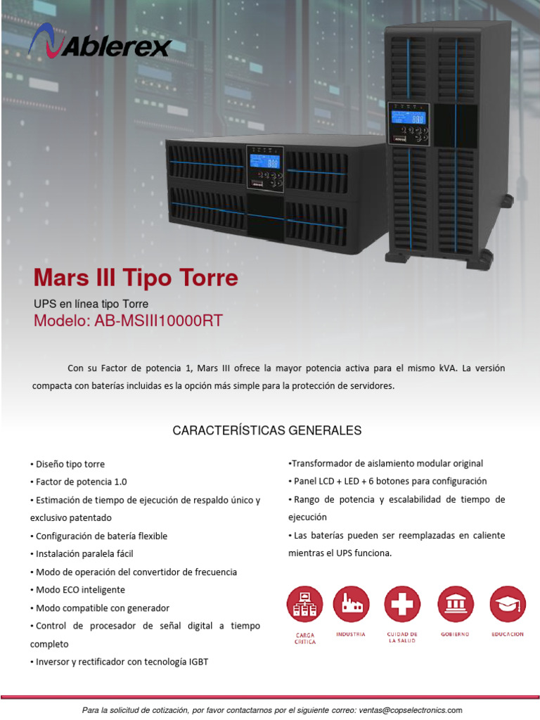 UPS Mars III Torre: Potencia y Eficiencia | PDF | Ingenieria Eléctrica | Distorsión