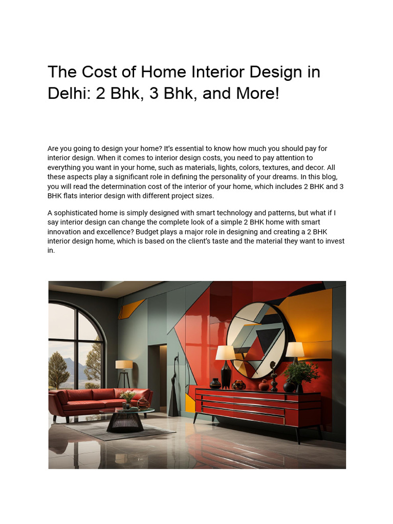 The Cost of Home Interior Design in Delhi - 2 BHK, 3 BHK, and More ...