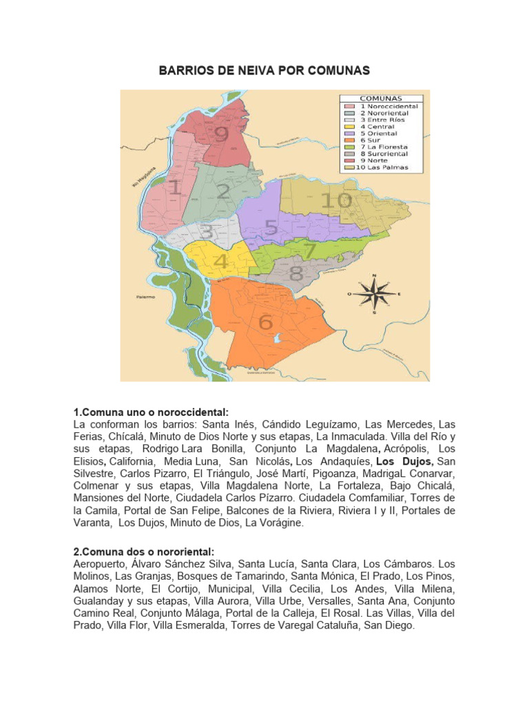 Barrios de Neiva Por Comunas | PDF | Colombia | Política de colombia