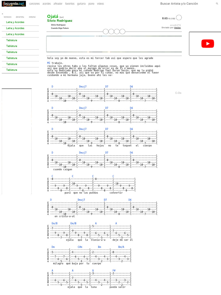 OJALA, Silvio Rodriguez - Tablatura | PDF