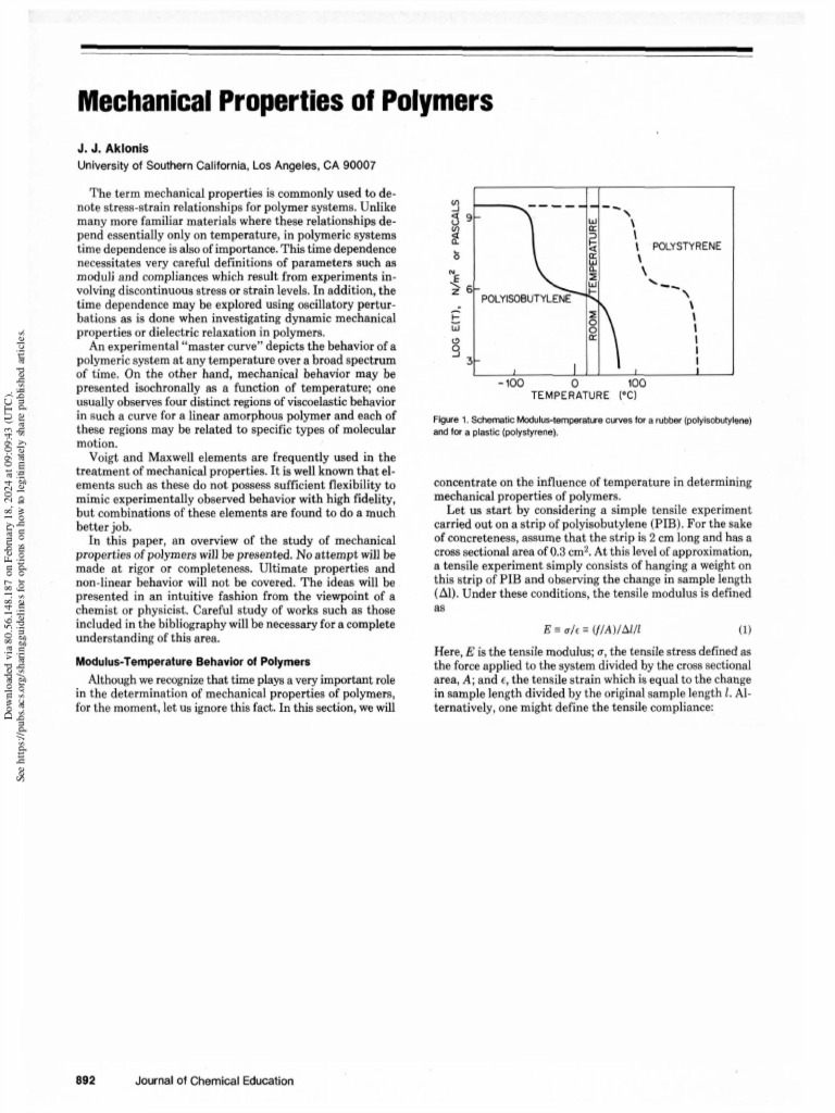 aklonis-1981-mechanical-properties-of-polymers | PDF | Polymers | Deformation (Engineering)