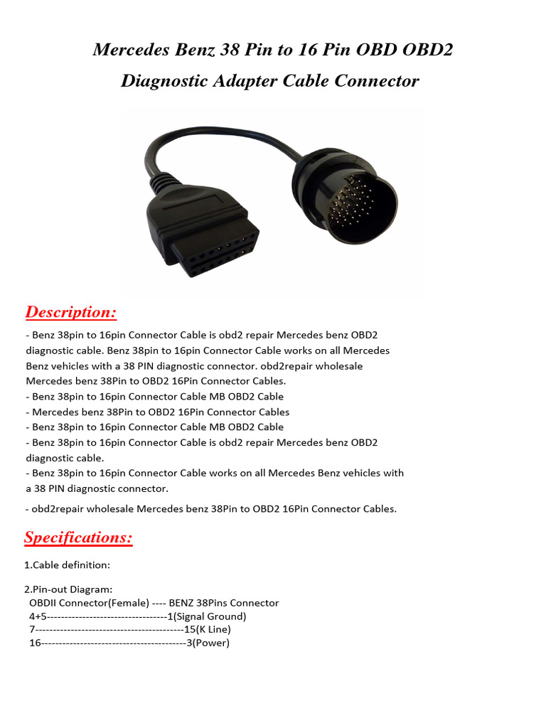 Mercedes 38 Pins Pinout2 | PDF