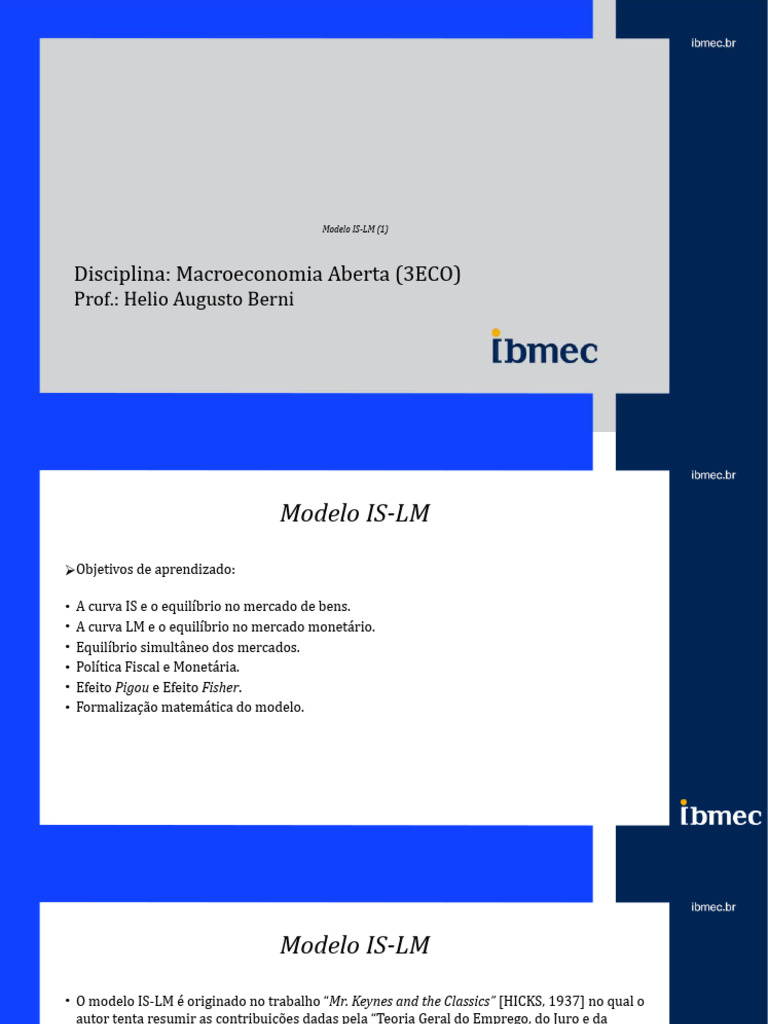 Modelo IS LM 1 | Download grátis PDF | Economia keynesiana | Economia