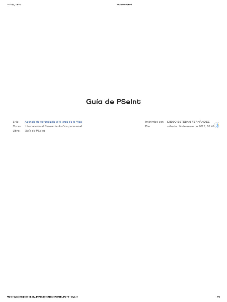 2 Guía De Pseint Pdf Algoritmos Variable Informática 2841