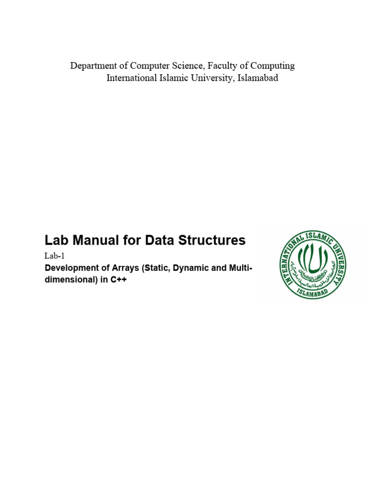 DS Lab 1 - Arrays (Static, Dynamic and Multi-Dimensional) | PDF ... DS Lab 1 - Arrays (Static, Dynamic and Multi-Dimensional) | PDF ...