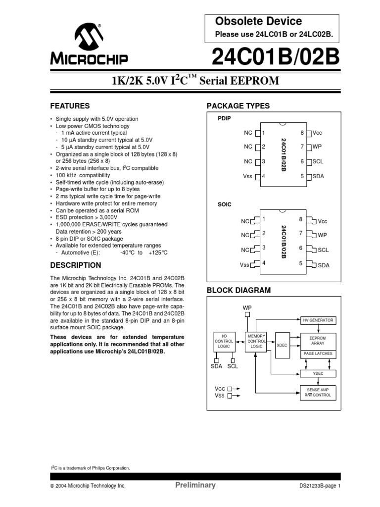 1K/2K 5.0V I C Serial EEPROM: Obsolete Device | Download Free PDF | Computer Engineering ...