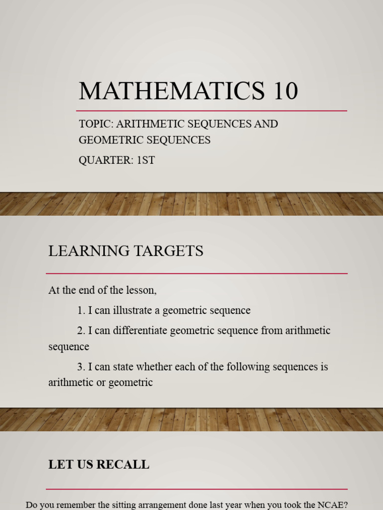 Mathematics 10 Geometric Sequence | PDF | Arithmetic | Numbers Mathematics 10 Geometric Sequence | PDF | Arithmetic | Numbers