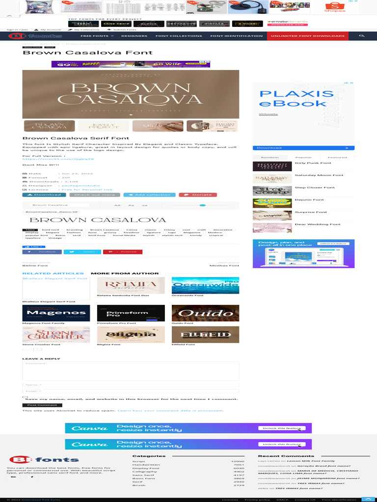 Brown Casalova Serif Font Download | PDF | Typefaces | Writing
