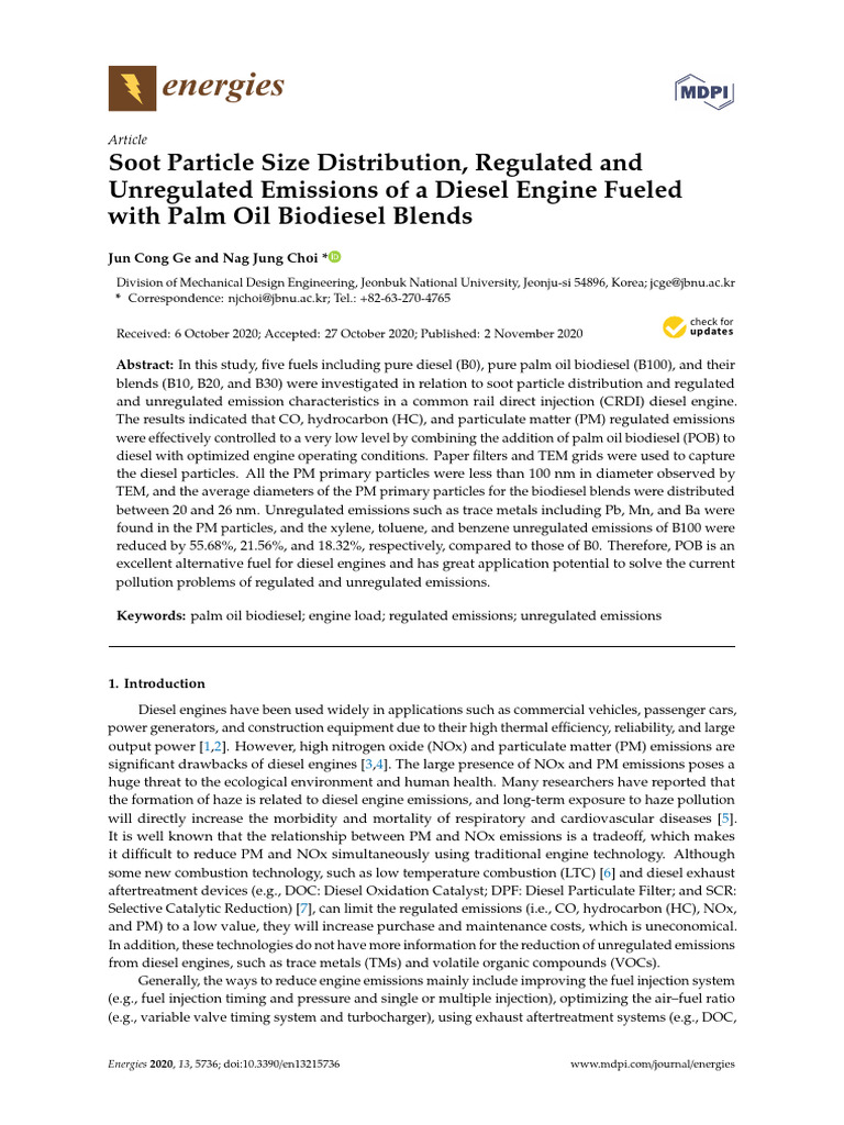 Soot Particle Size Distribution Regulated and Unre | PDF | Biodiesel ...