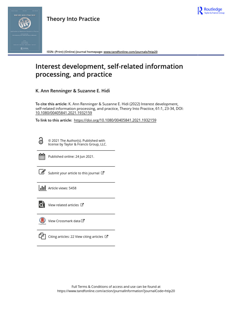 Interest Development Self-Related Information Processing and Practice ...