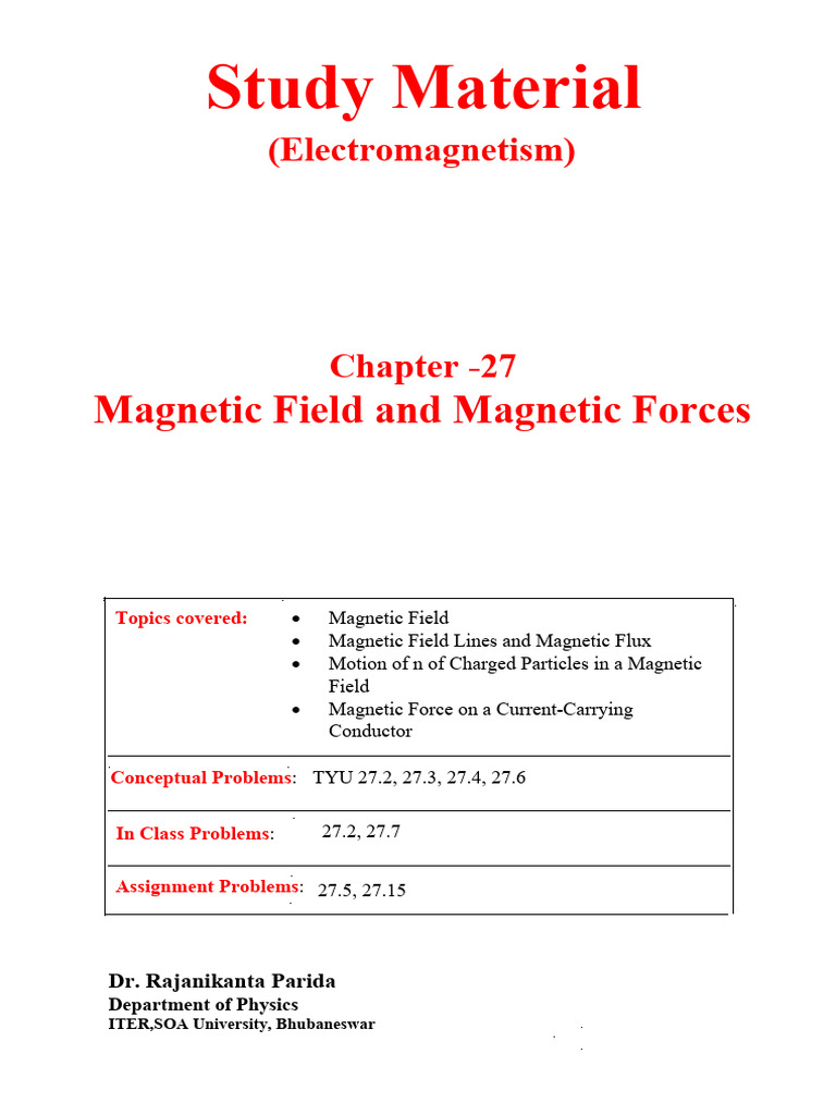 27 - Magnetic Field and Magnetic Forces | PDF | Magnetic Field | Force