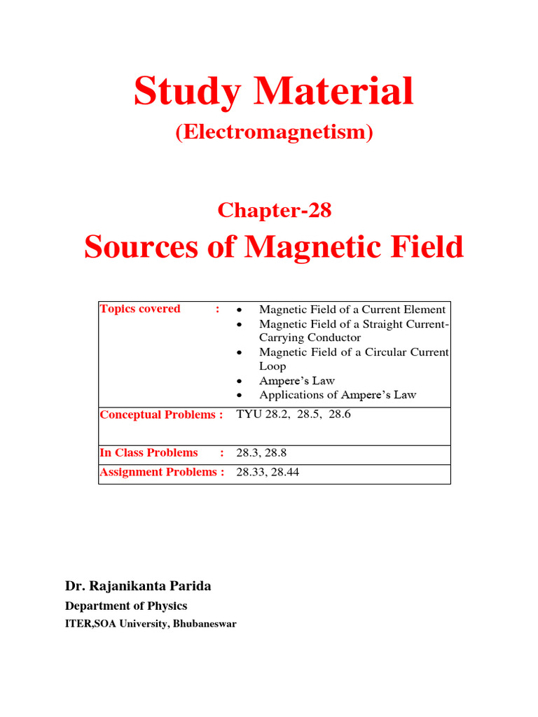 28 - Sources of Magnetic Field | PDF | Magnetic Field | Physical Sciences