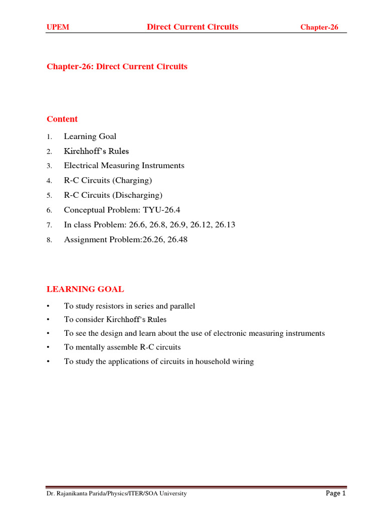 26 Direct Current Circuits Pdf Voltage Series And Parallel Circuits 7103