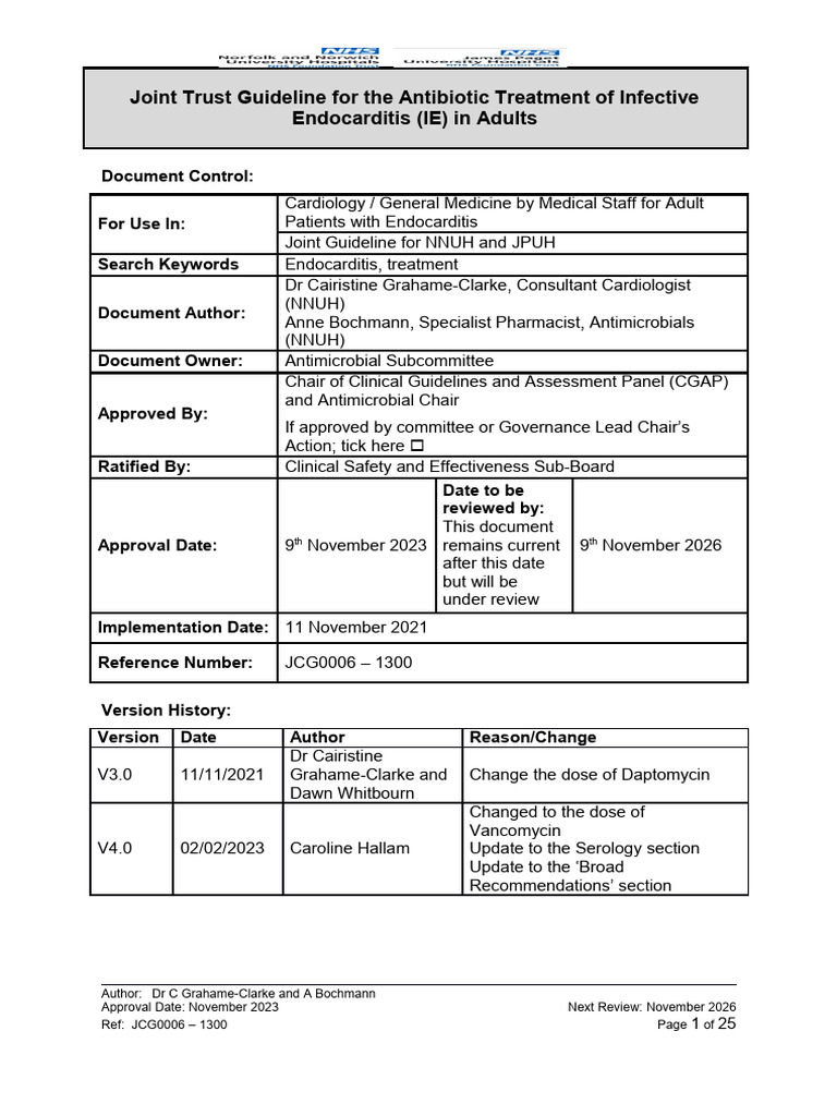 Joint Trust Guideline For The Antibiotic Treatment of Infective ...