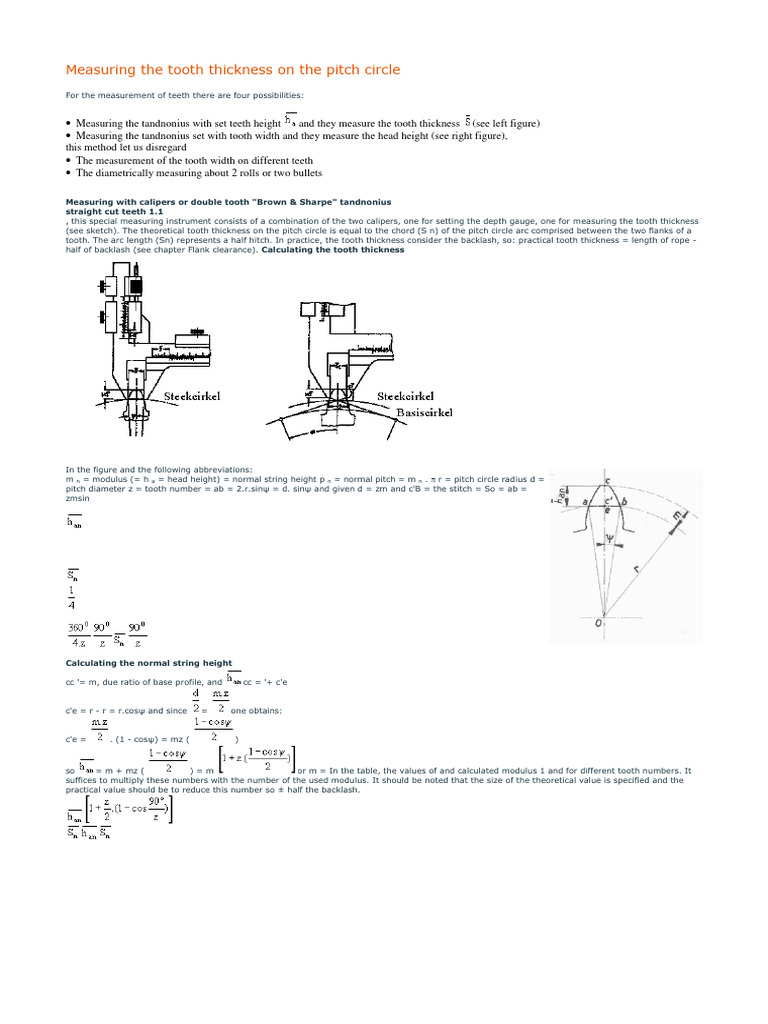 Measuring Gear Tooth Thickness | PDF | Gear