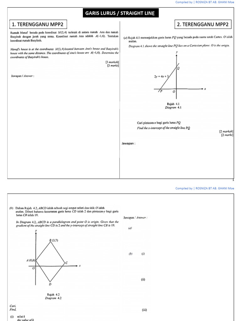 Garis Lurus Matematik Jawapan PDF | PDF