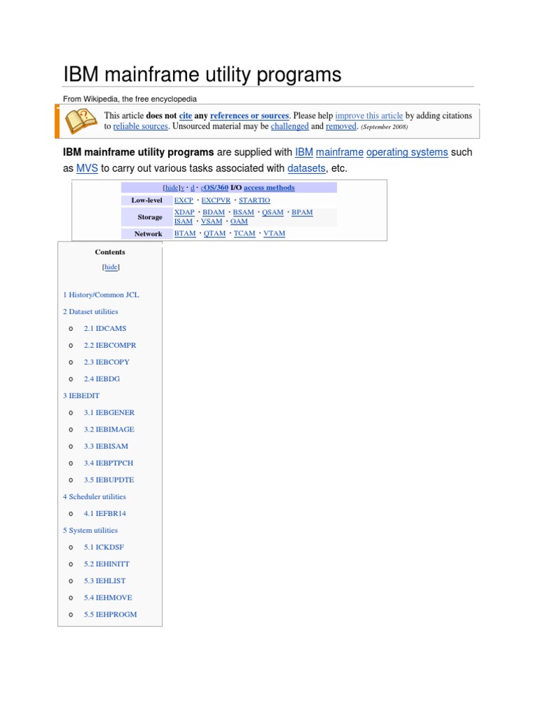 IBM Mainframe Utility Programs | PDF | Proprietary Software | Computer Data