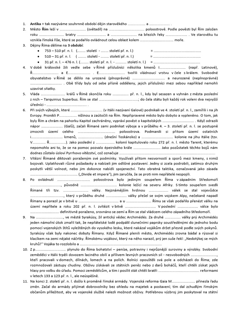 11 Pracovní List (Shrnutí) | PDF