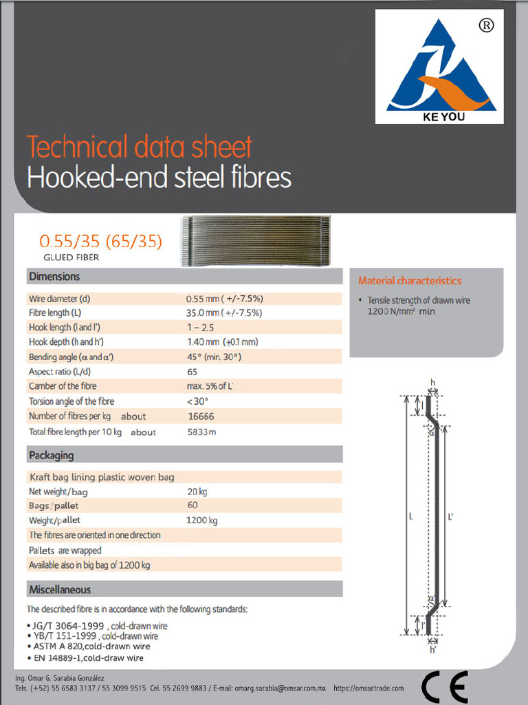 07TDS Acero 6535 Yutian Zhitai Steel Fiber | PDF