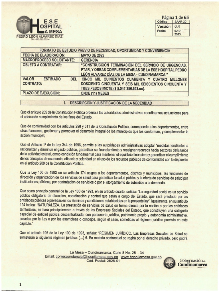 Estudio de Necesidad Convocatoria Publica CP-003-2024 | PDF