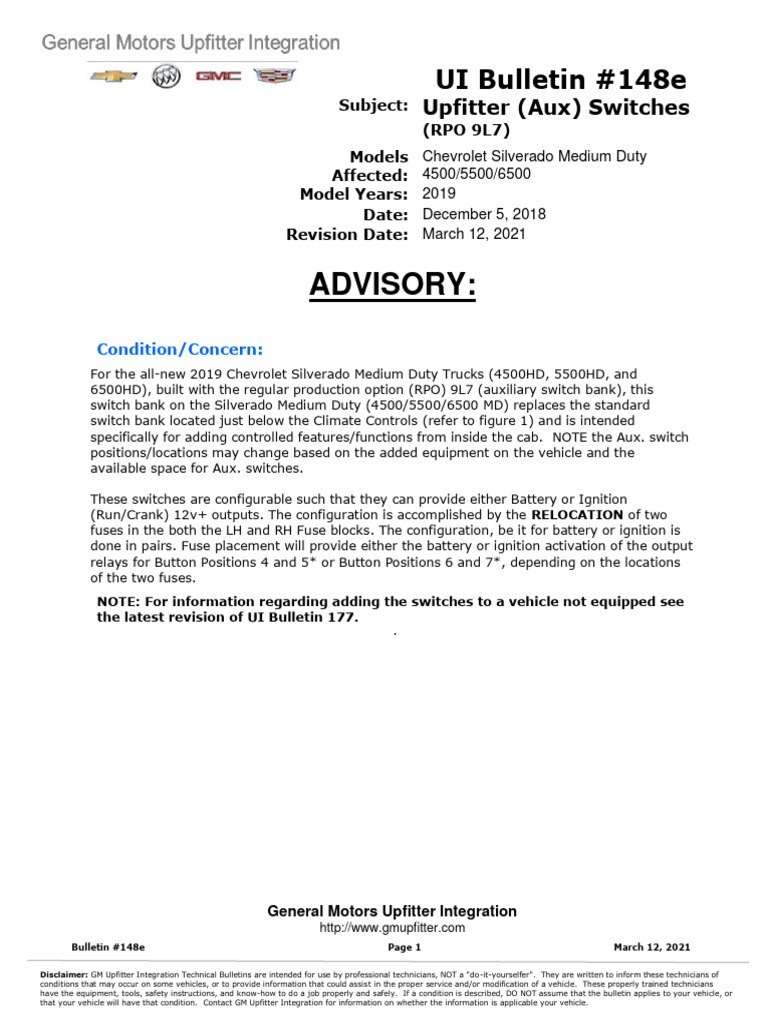 GM MD Chassis Upfitter Aux Switches | PDF | Chevrolet Silverado ...