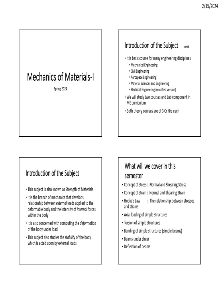 02 Lecture1 Introduction | PDF | Force | Stress (Mechanics)