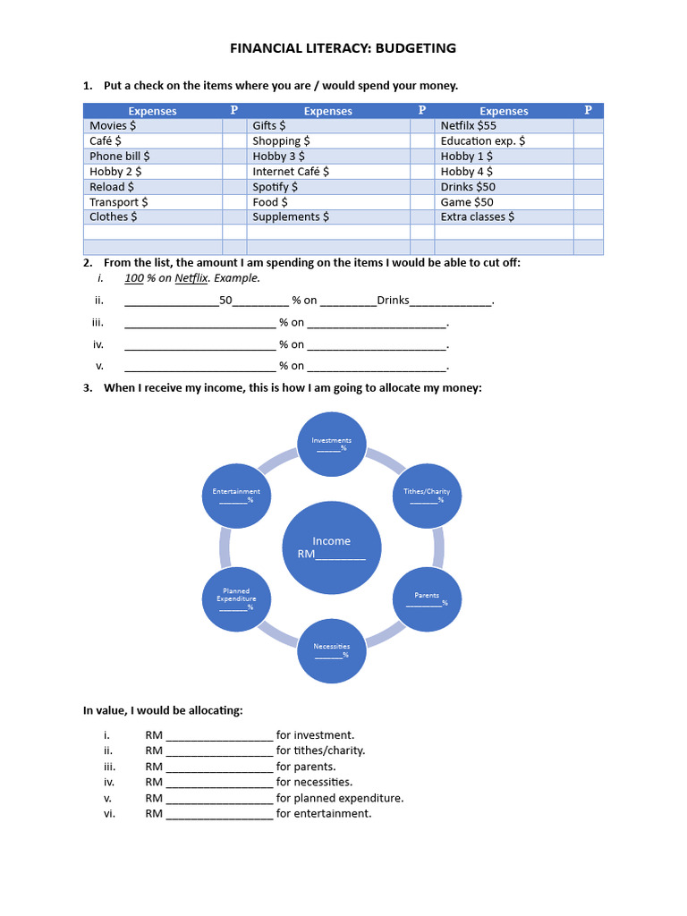 Financial Literacy Budgeting | PDF | Expense | Economies