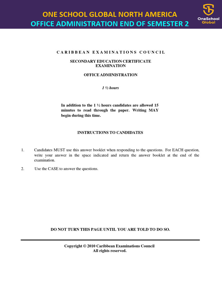 CSEC Office Administration EOS SEMESTER 2 | PDF