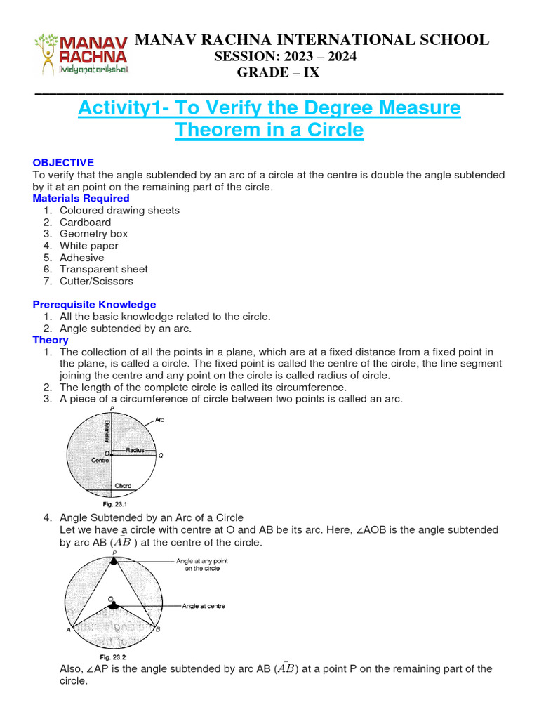Grade 9 Math Activity - Term 2 (2023-2024) | PDF | Circle | Triangle