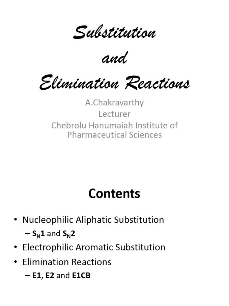 Substitution and Elimination Reactions Explained | PDF | Chemical ...