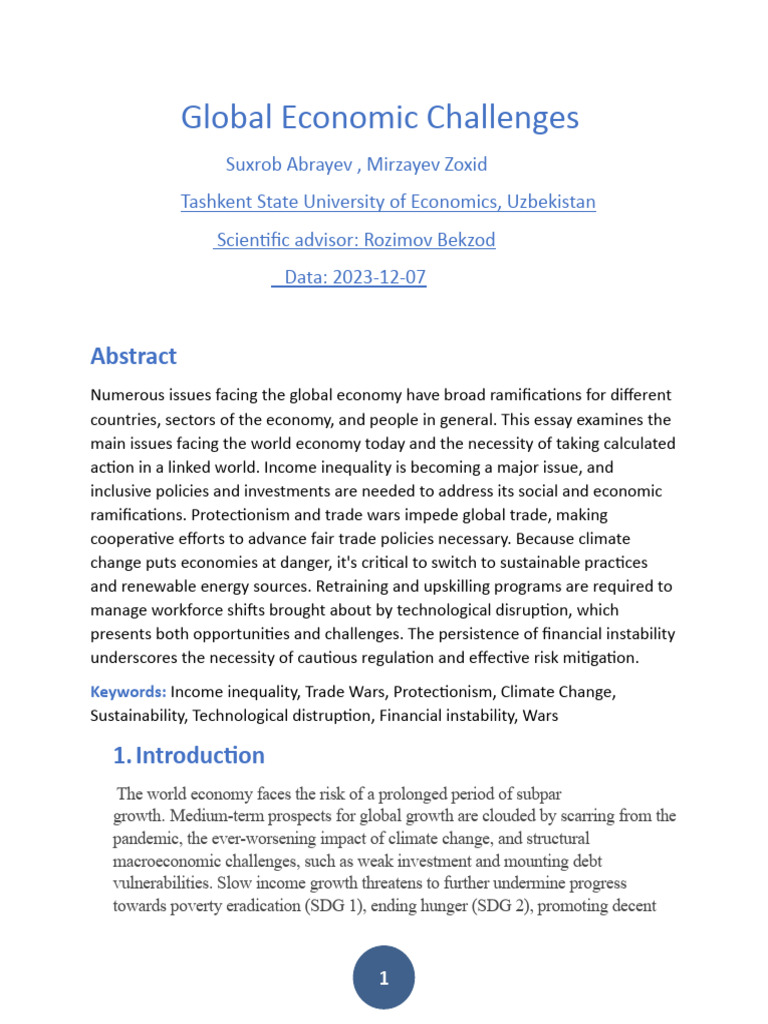 Global Economic Challenges | PDF | Cost Of Living | Automation