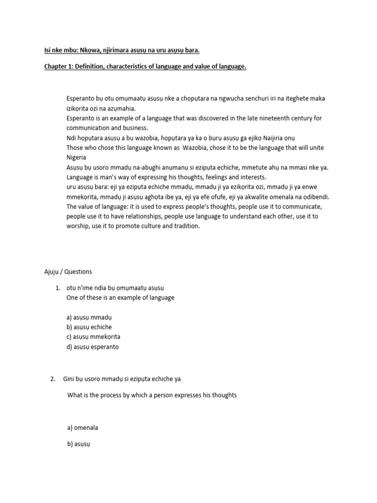 Understanding Igbo Language Basics | PDF | Tone (Linguistics ...