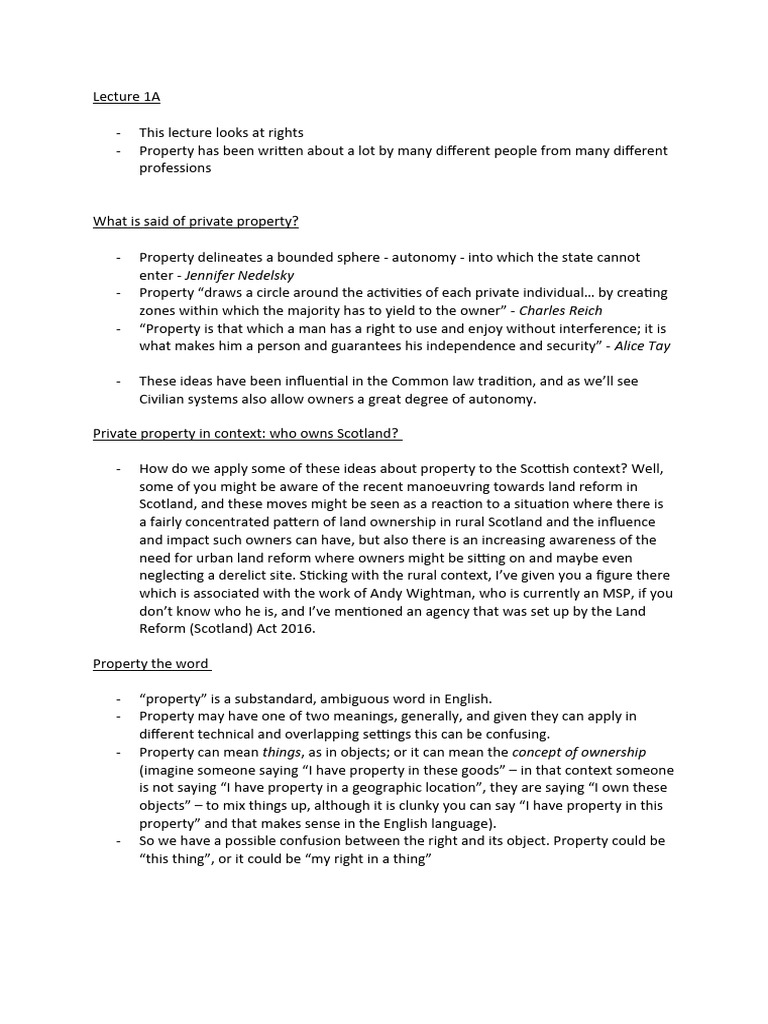 Lecture 1A | PDF | Property | Hierarchy Lecture 1A | PDF | Property | Hierarchy