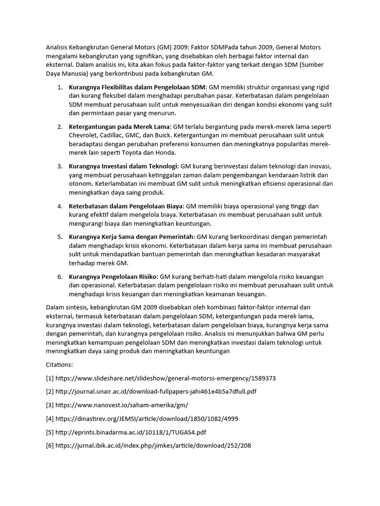 Analisis Kebangkrutan Aspek SDM | PDF | Bisnis